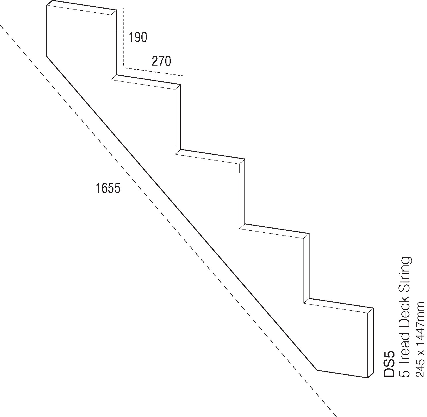 Cheshire Mouldings Decking 5 Tread String in Pine